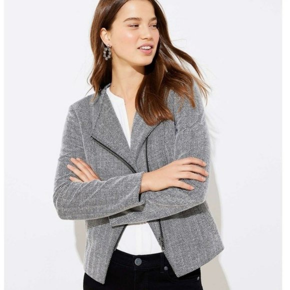LOFT | Jackets & Coats | Loft Nwt Petite Herringbone Motto Jacket Pm ...